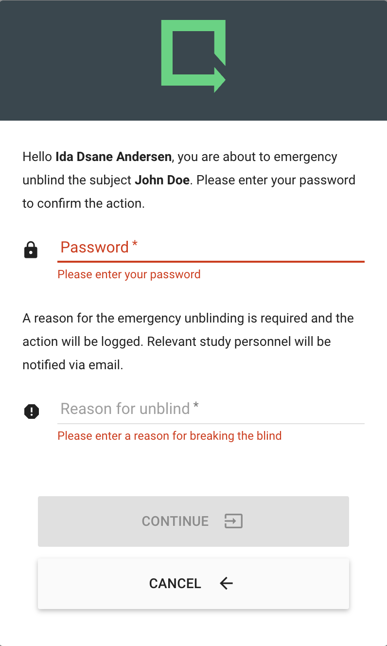 Emergency Unblinding – Clinical