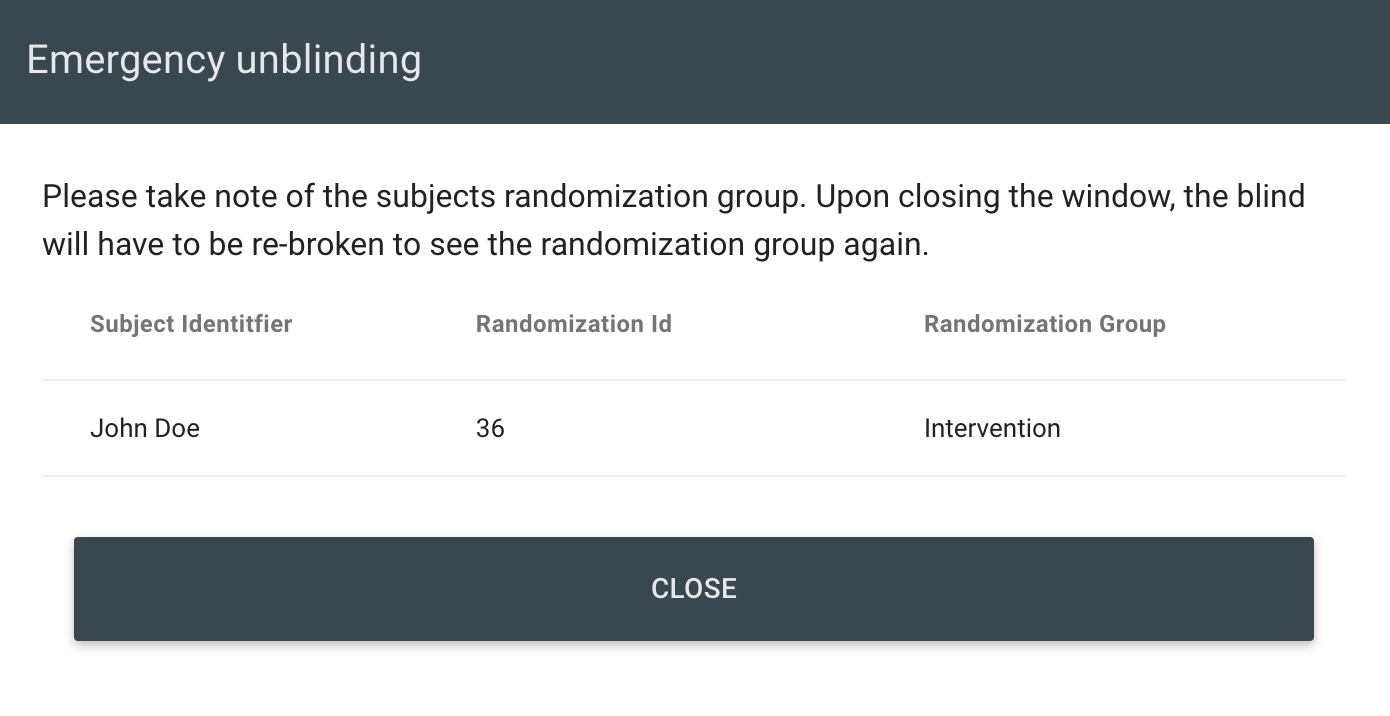 Emergency Unblinding – Clinical
