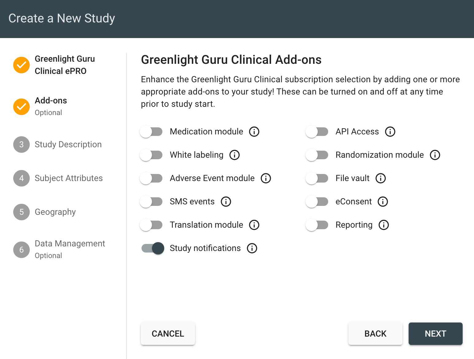 Study Notifications – Clinical