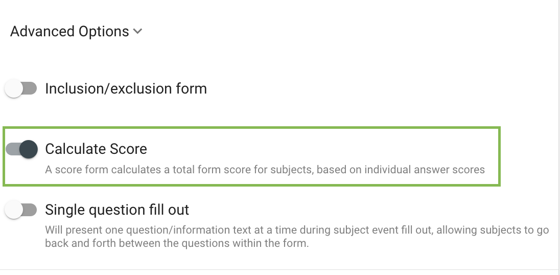 Score Forms – Clinical