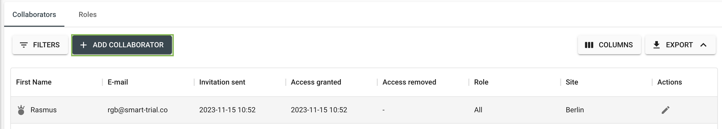 Adding Collaborators – Clinical